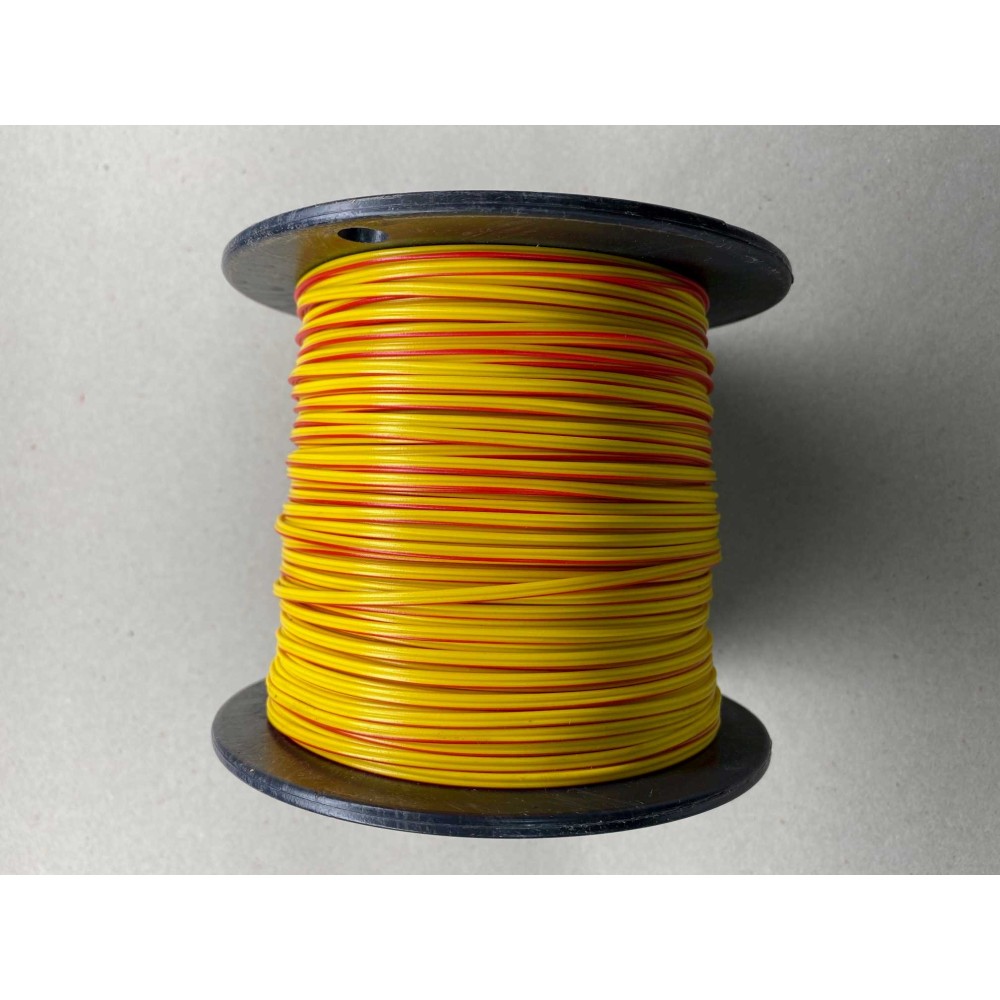 500 Foot Spool of 22 awg shooters wire yellow with red trace